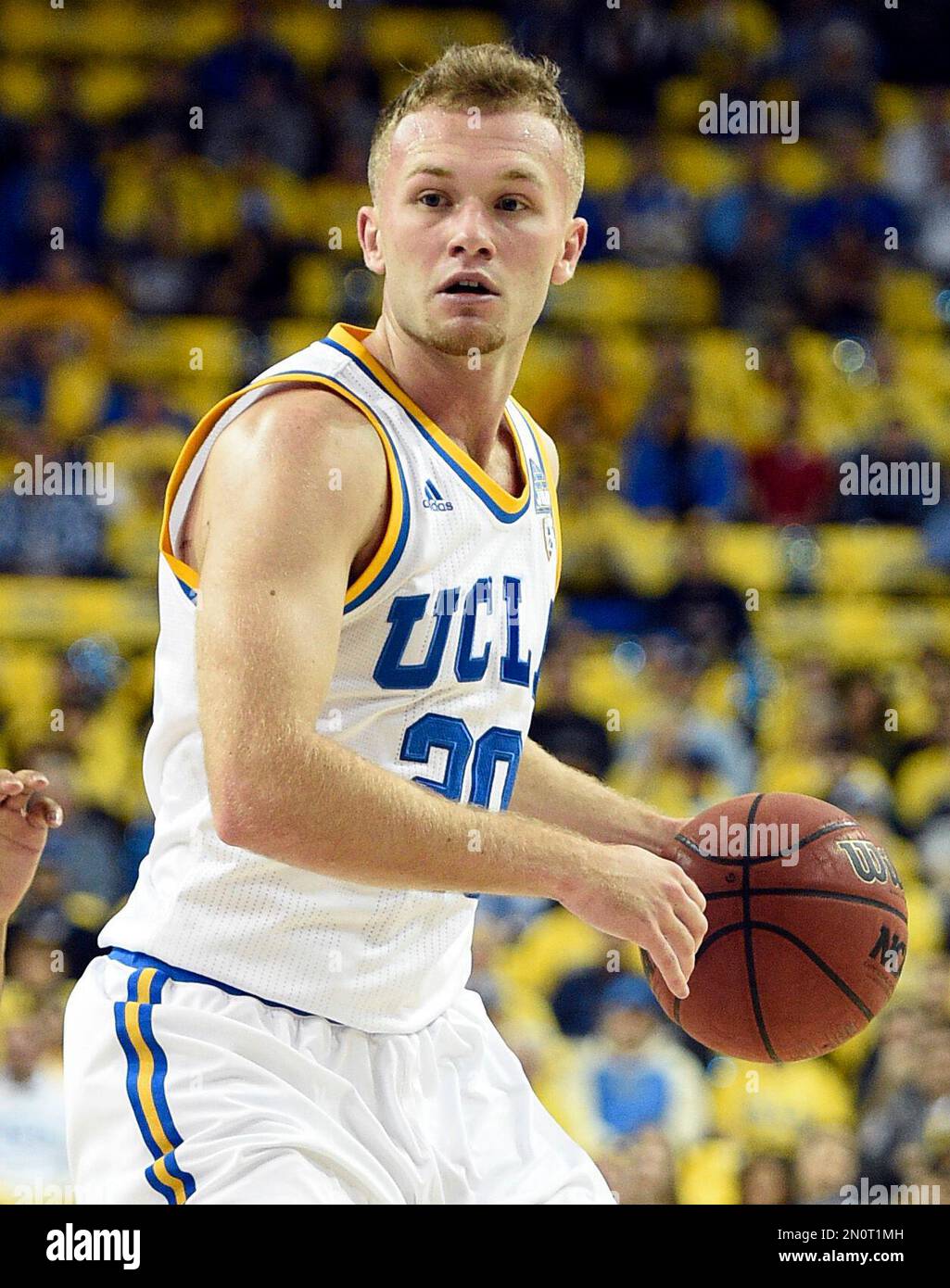 UCLA guard Bryce Alford moves the ball during the first half of an NCAA ...