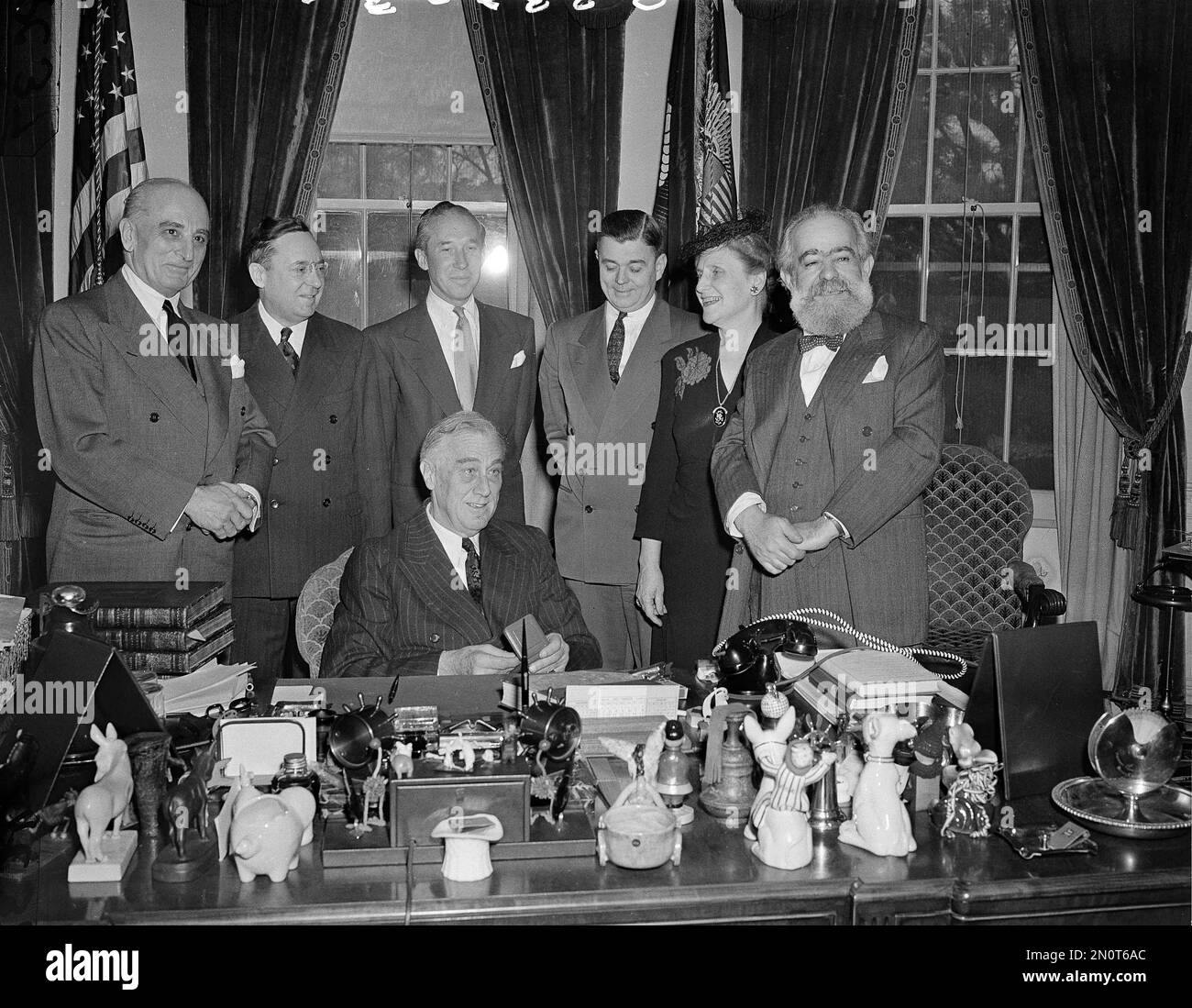 President Franklin D. Roosevelt, center, seated, looks at inaugural ...