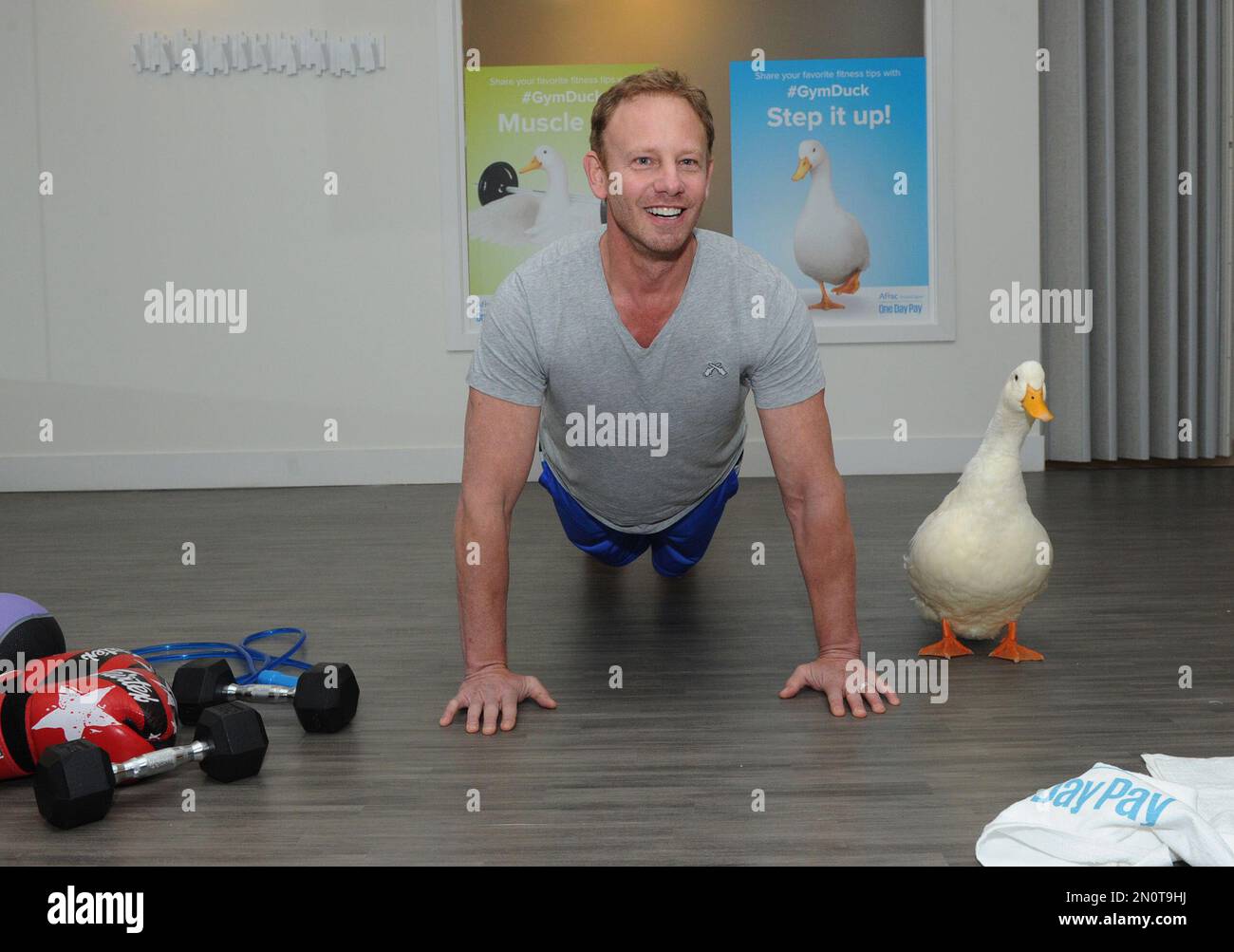 IMAGE DISTRIBUTED FOR AFLAC - Actor Ian Ziering and the Aflac Duck show ...