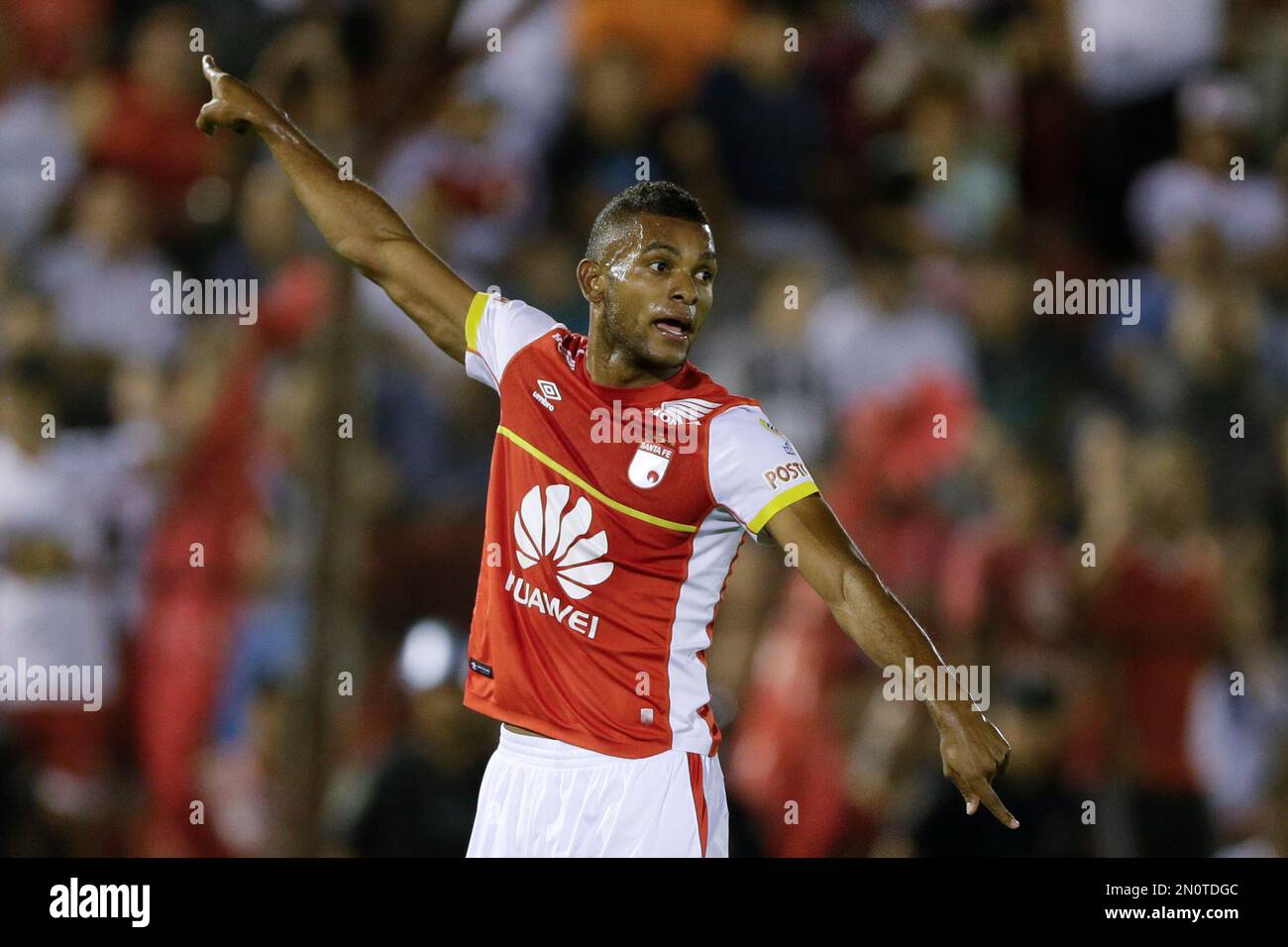 Miguel Borja of Colombia's Independiente points during a Copa ...