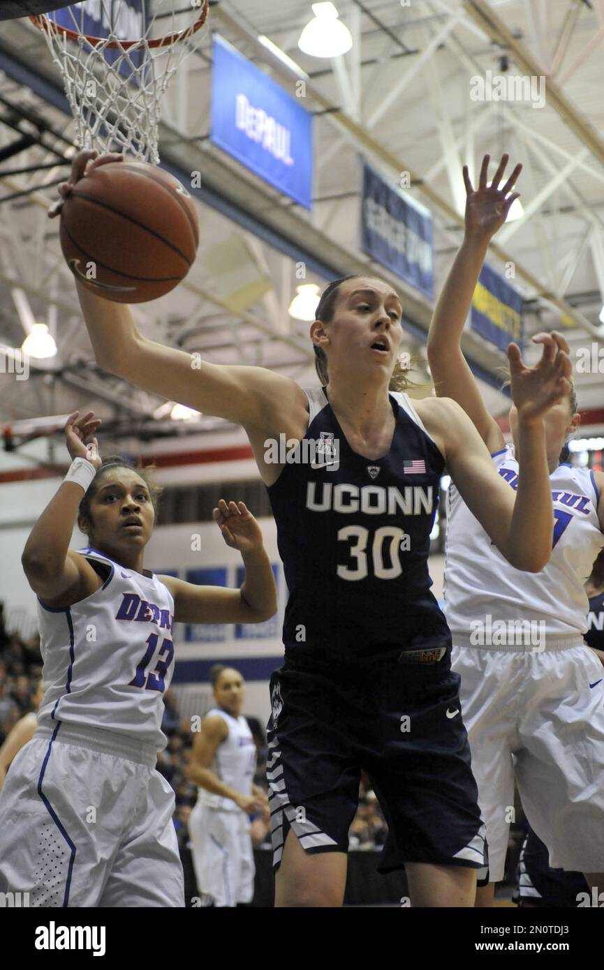 Connecticut's Breanna Stewart (30), grabs the ball against DePaul's ...