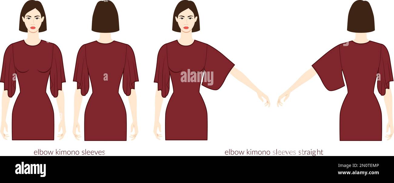 Kimono sleeves elbow length clothes character beautiful lady in ...