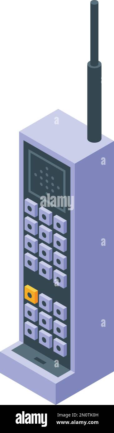 Analogue wireless telephone icon isometric vector. Retro old. Device ...