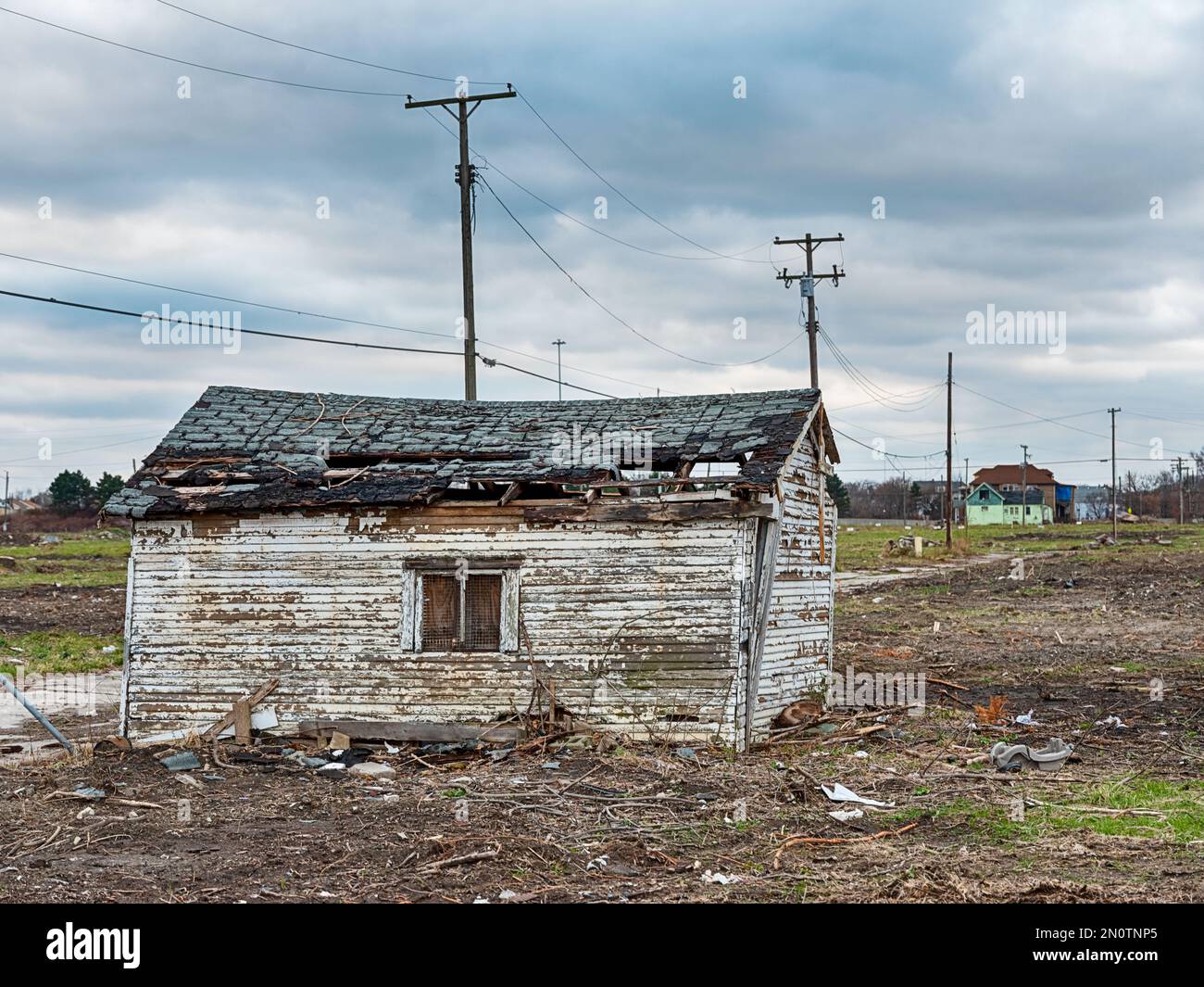 One small building remains standing in a residential neighborhood that ...