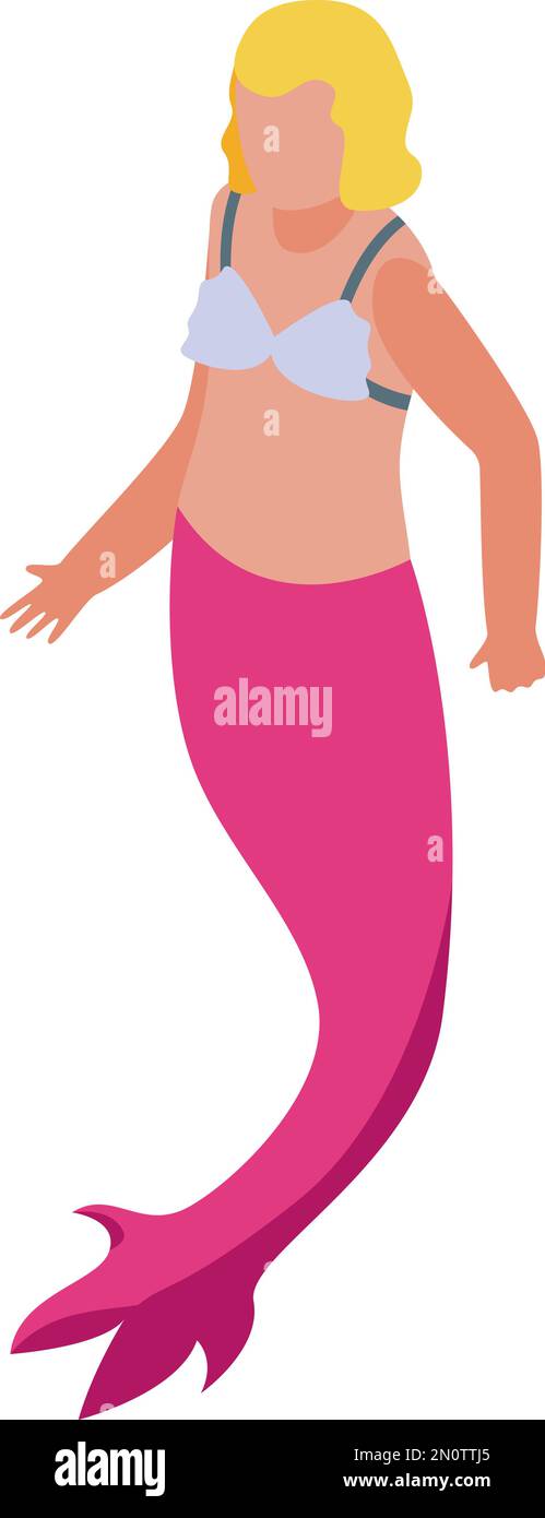 Summer mermaid icon isometric vector. Cute girl. Happy character Stock ...