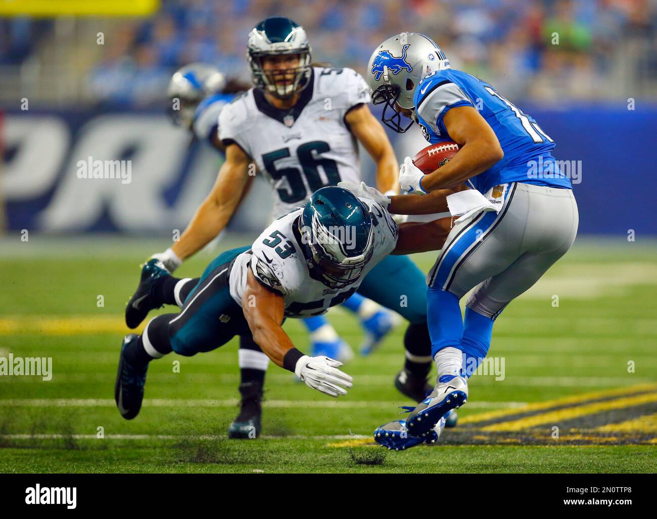Philadelphia Eagles linebacker Najee Goode (53) tries to bring down ...
