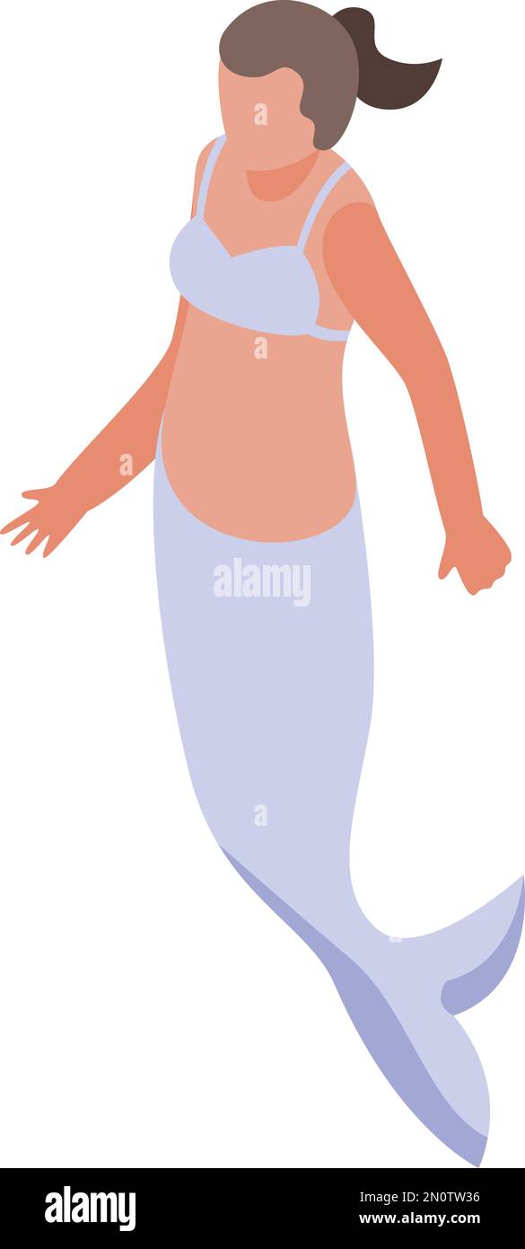 Mermaid princess icon isometric vector. Cute girl. Ocean character ...