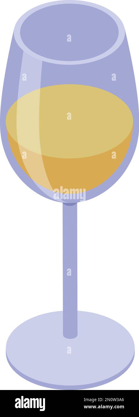White wine glass icon isometric vector. Barrel drink. Vine food Stock ...