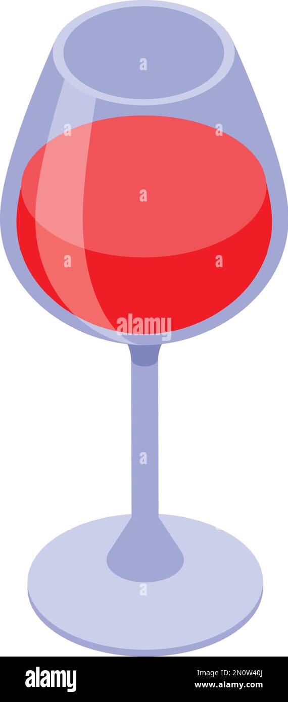 Red wine glass icon isometric vector. Grapes vine. Bar alcohol Stock ...