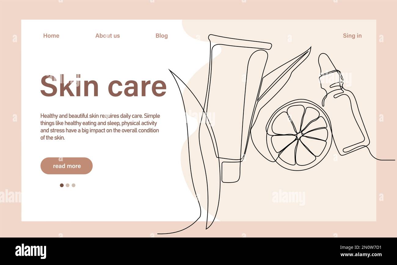 Skin Care Concept Landing Page Template Morning Routine Bath Time