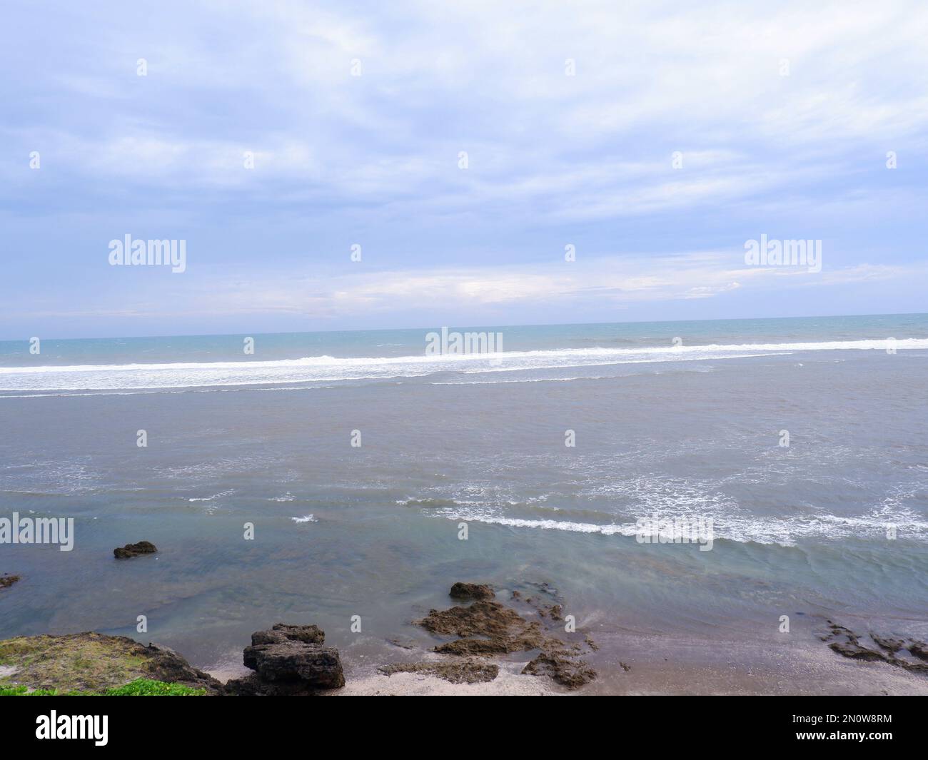 Beautiful tropical beach with blue sky and white clouds abstract ...
