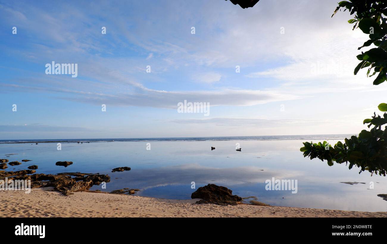 Beautiful tropical beach with blue sky and white clouds abstract ...