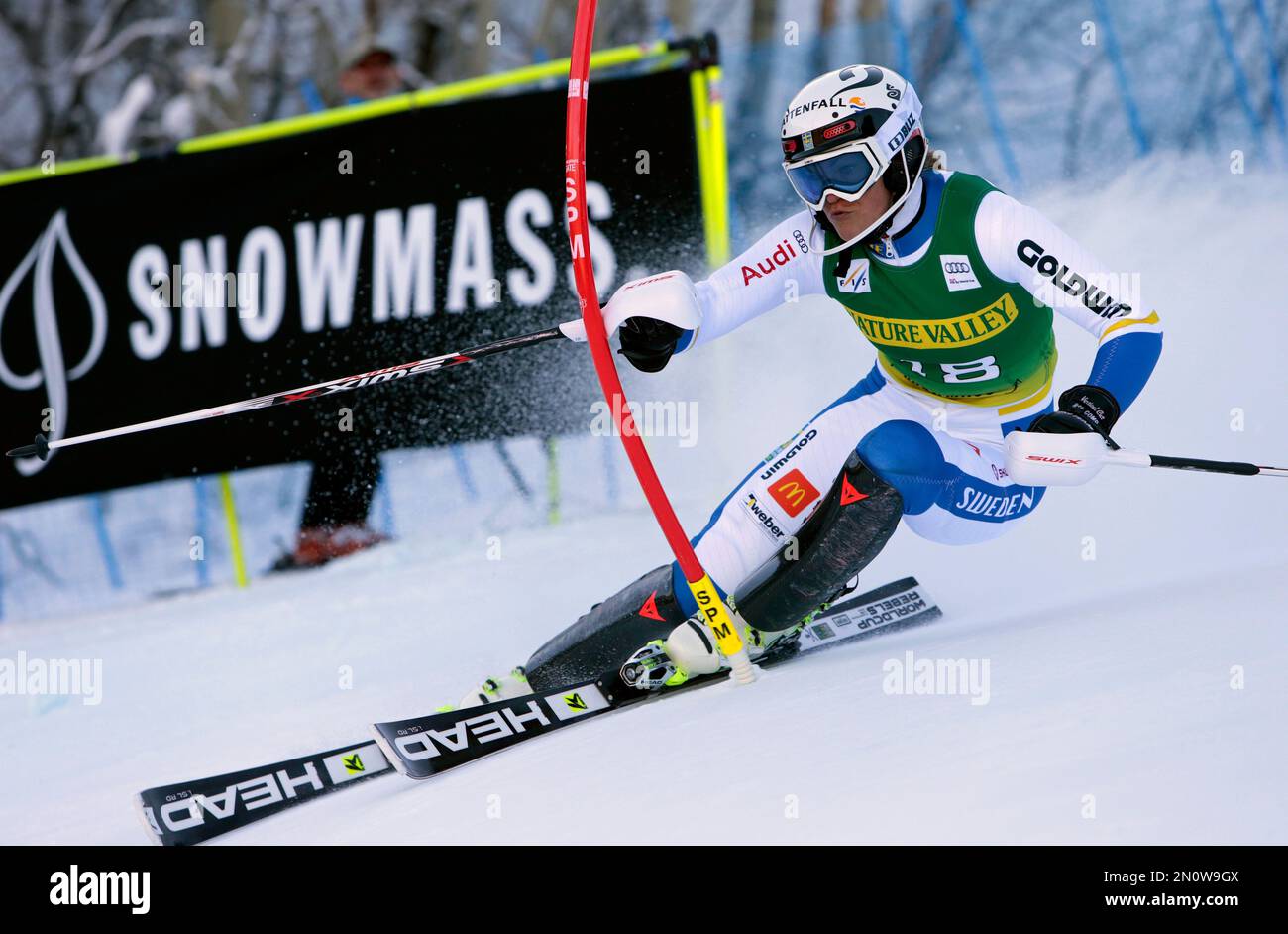 Sweden's Anna Swenn-Larsson speeds down the course during the women's ...