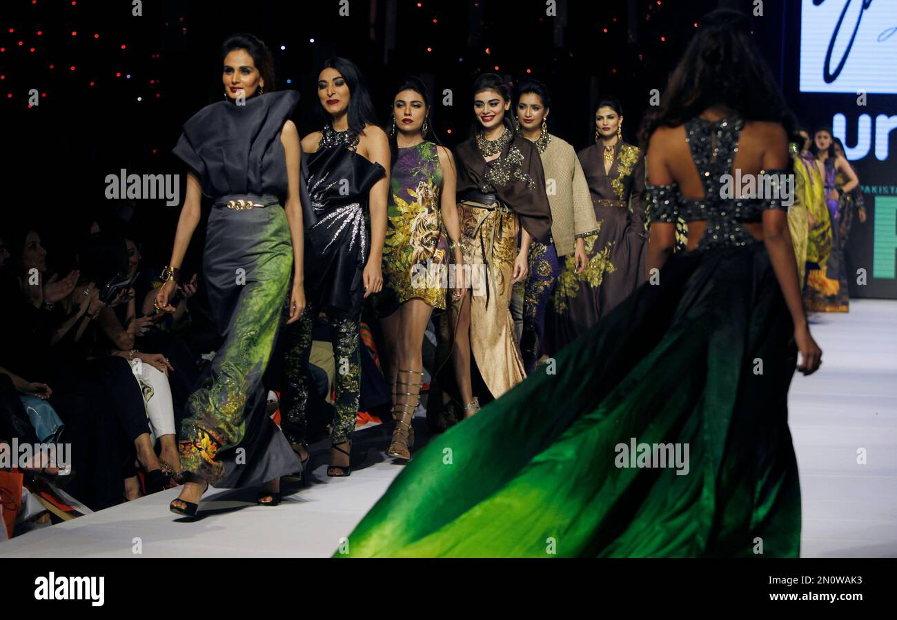 Model present creation of a Pakistani designer Ayesha Haq Hashwani ...