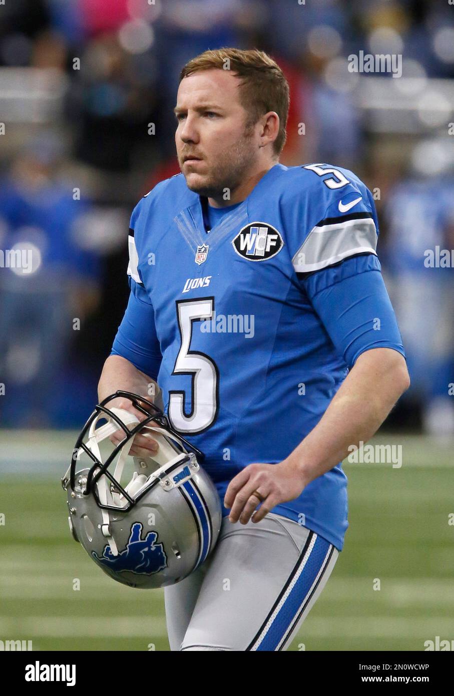 Detroit Lions kicker Matt Prater (5) during pre-game of an NFL football ...