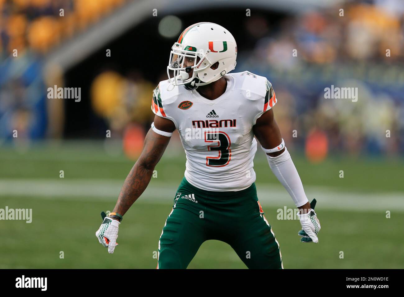 Miami wide receiver Stacy Coley (3) plays in an NCAA college football ...