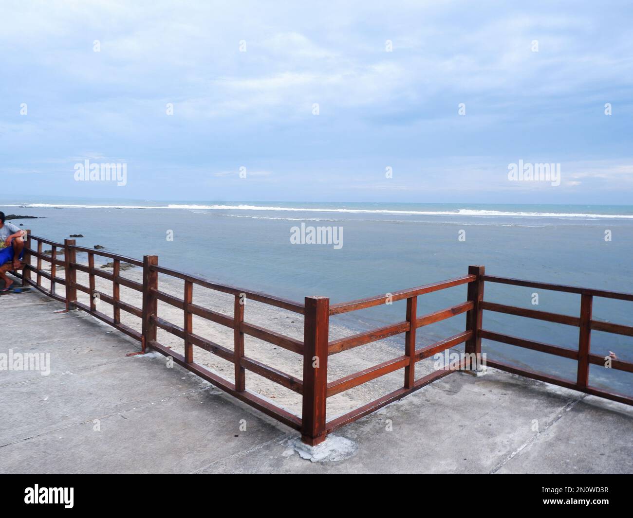 Beautiful Beach View From the top of the wooden Bridge. Blue sky ...