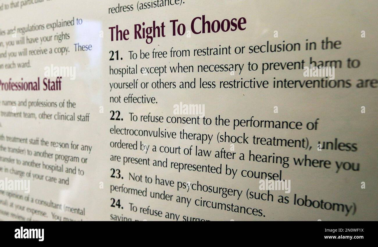 In this Nov. 18, 2015, photo, a portion of a "Hospital Patient Rights ...