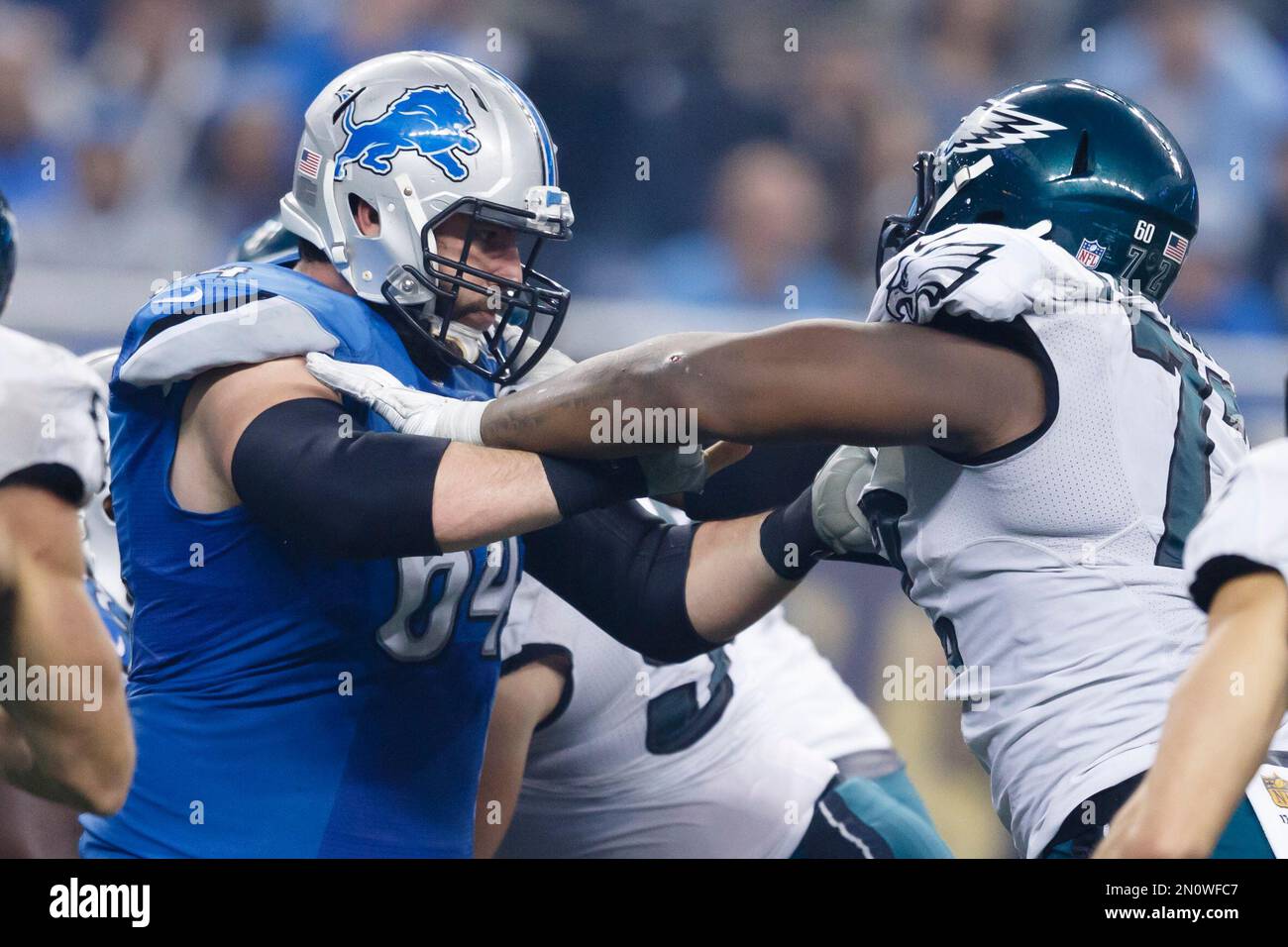 Detroit Lions center Travis Swanson (64) blocks Philadelphia Eagles ...
