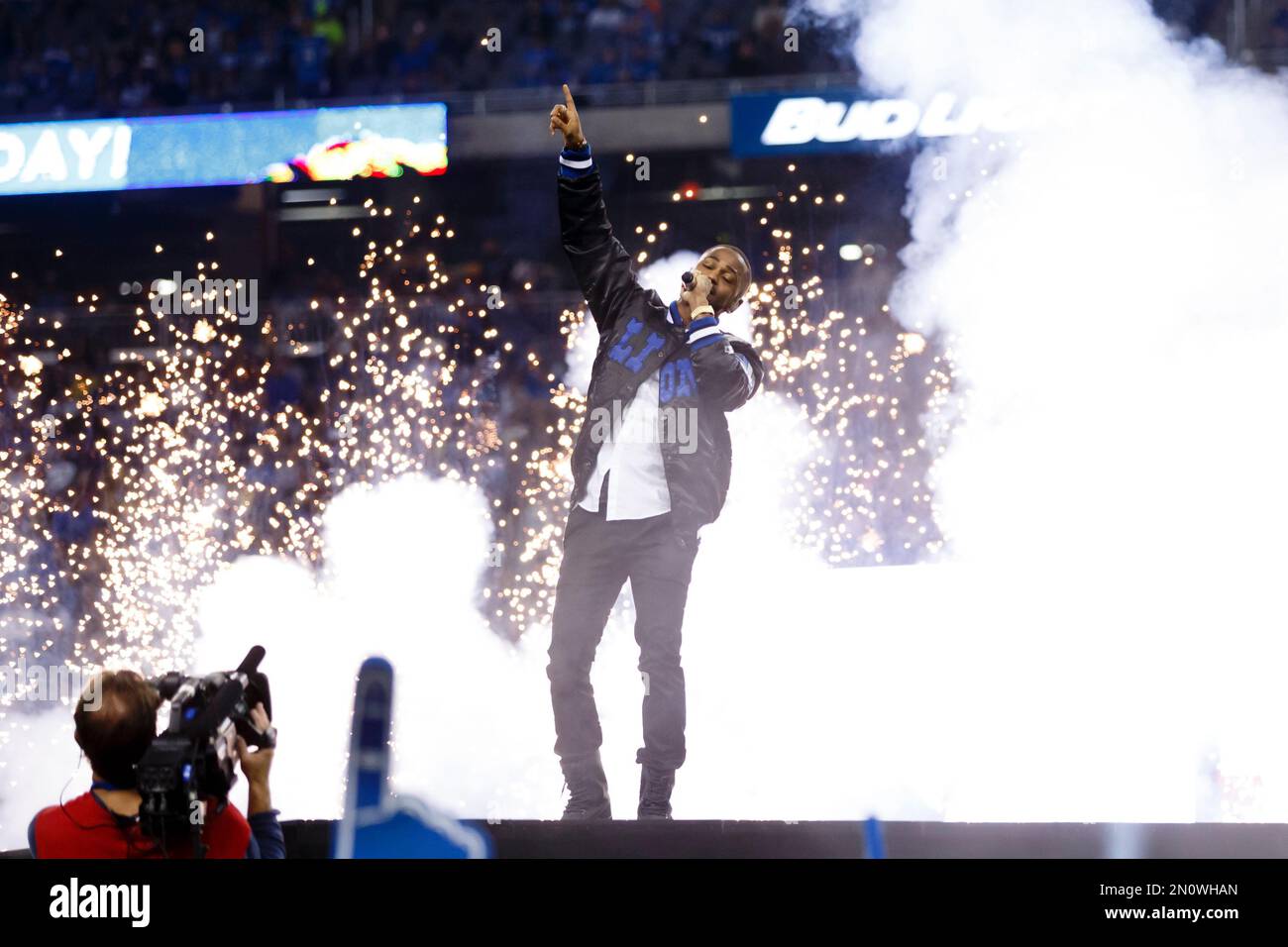 Entertainer Big Sean performs during halftime of an NFL football game ...