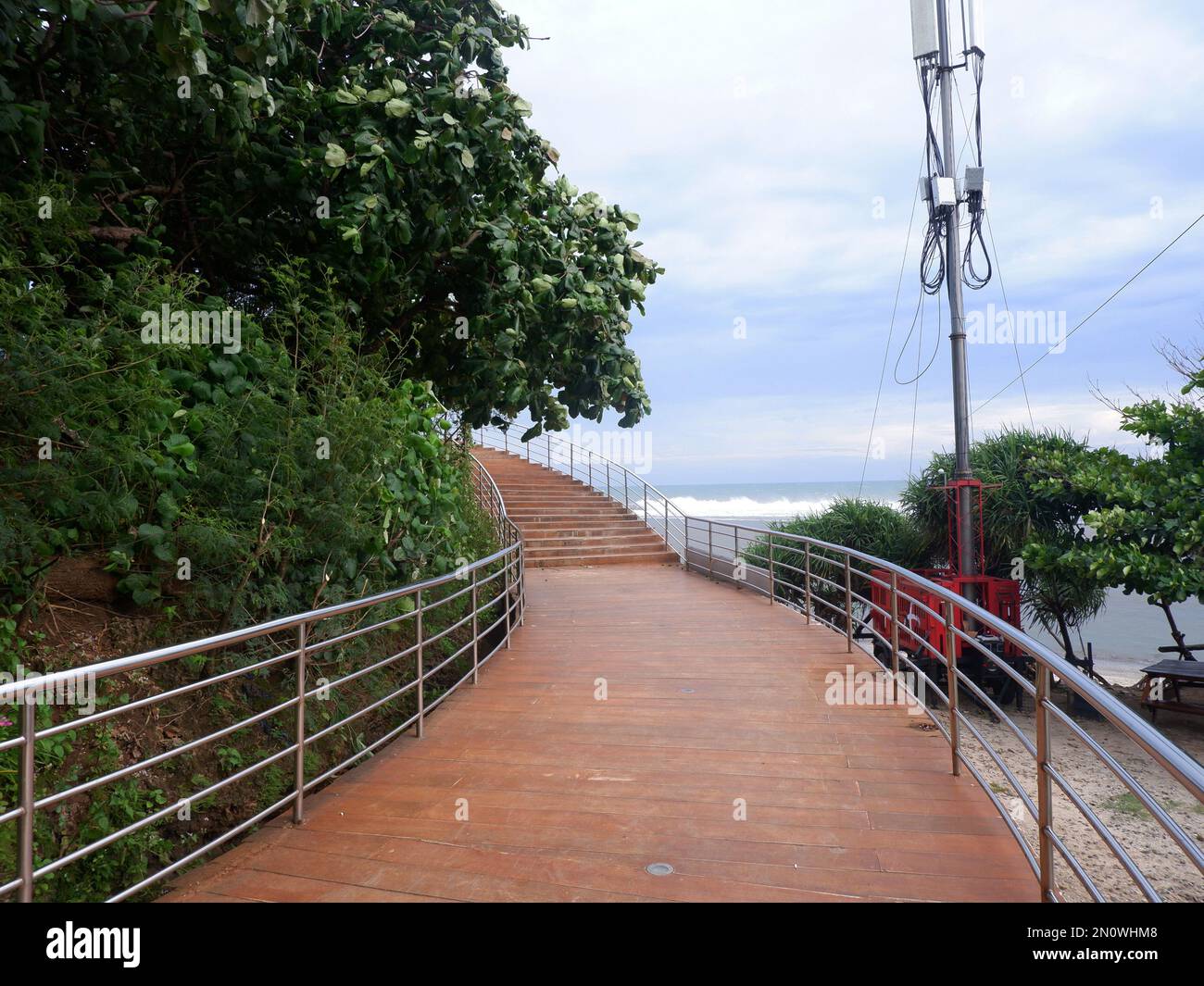 Road or bridge or wooden stairs on the beach , View of the beach bridge ...