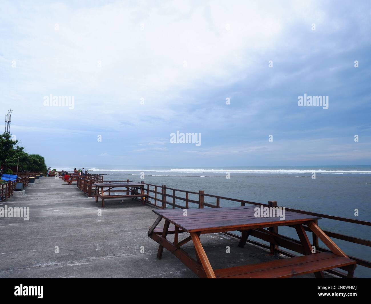 Triangular gazebos on beautiful beaches, beautiful sea and sky ...