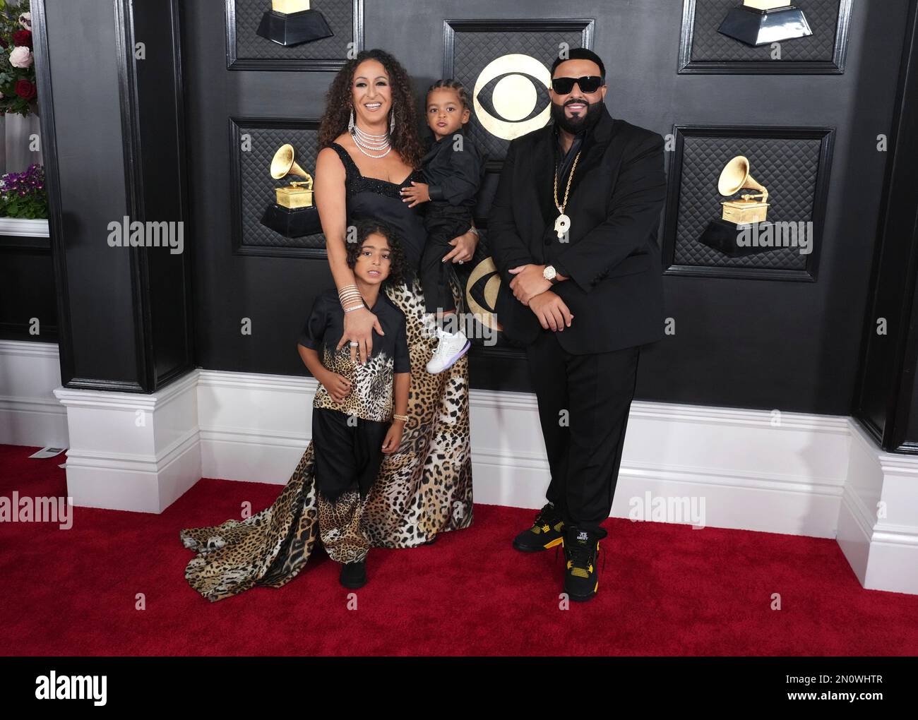 Asahd Khaled, from left, Nicole Tuck, Aalam Khaled, and DJ Khaled ...