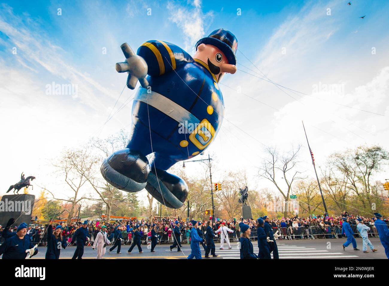 The Harold the Policeman balloon floats through the parade route at the ...