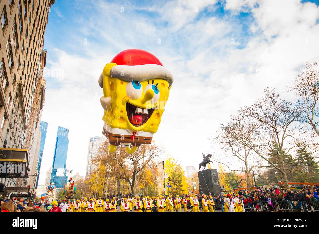 The SpongeBob SquarePants balloon floats through the parade route at ...