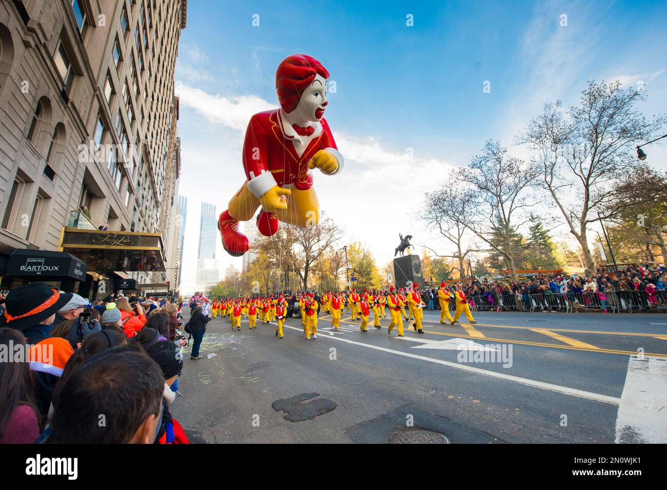 The Ronald McDonald balloon floats through the parade route at the Macy ...