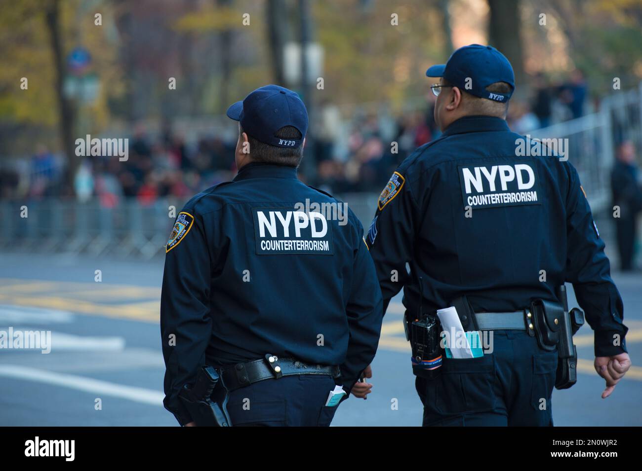 NYPD Counter-terrorism officers patrols the parade route at the Macy's ...