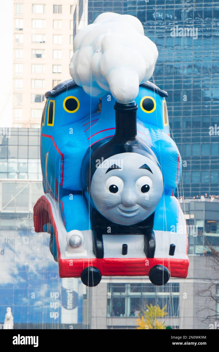 A Thomas the Tank Engine balloon is seen in the Macy's Thanksgiving Day ...