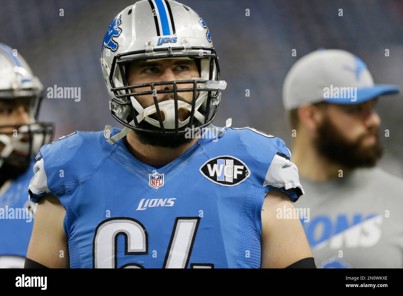 Detroit Lions center Travis Swanson walks off the field during pre-game ...