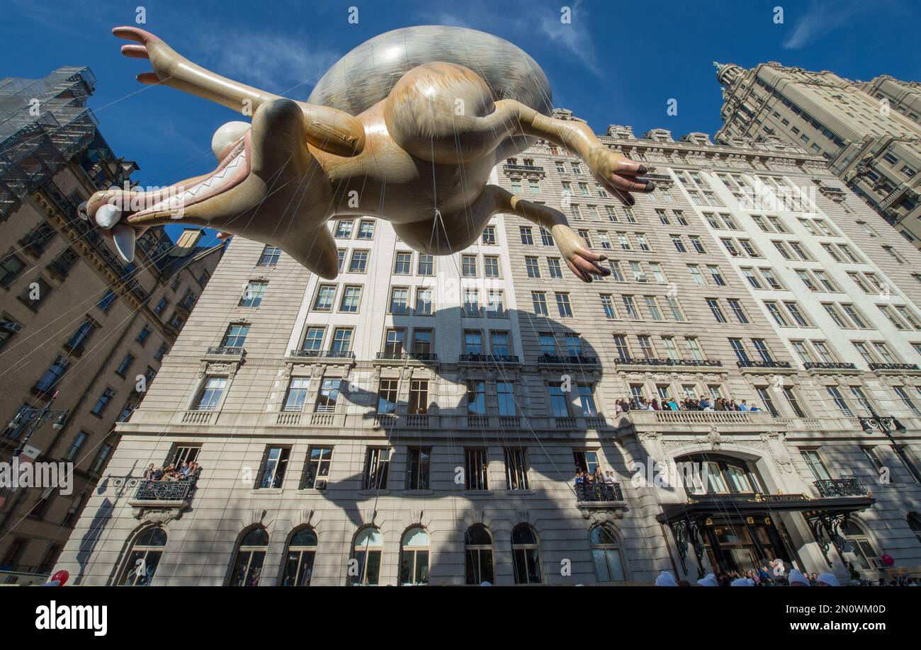 The balloon Scrat is marched down Central Park West during the Macy's ...