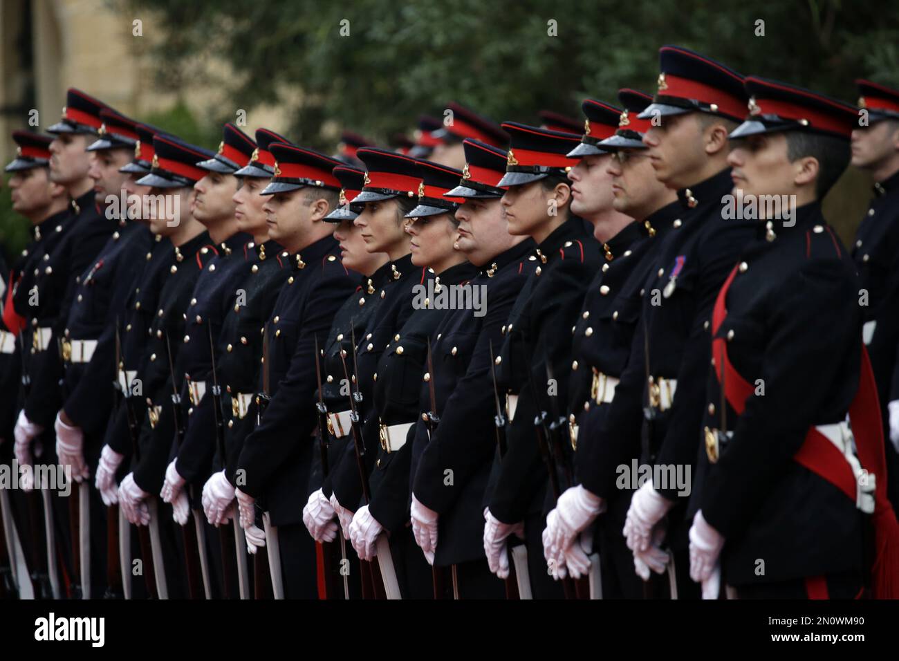 The honor guard wait for the arrival of Britain Queen Elizabeth II and ...