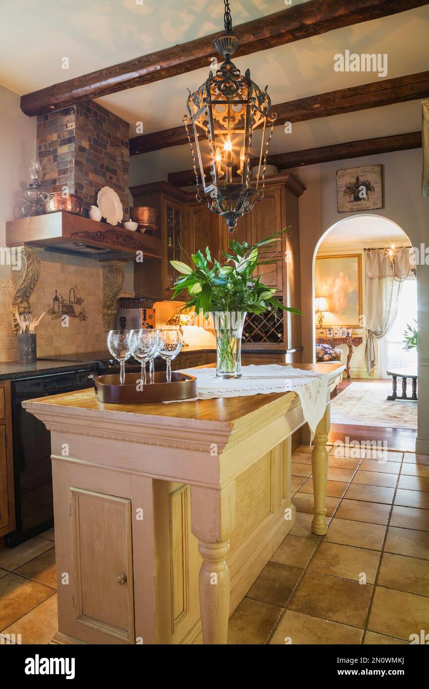 Kitchen with repurposed church altar table as island inside 2006 ...