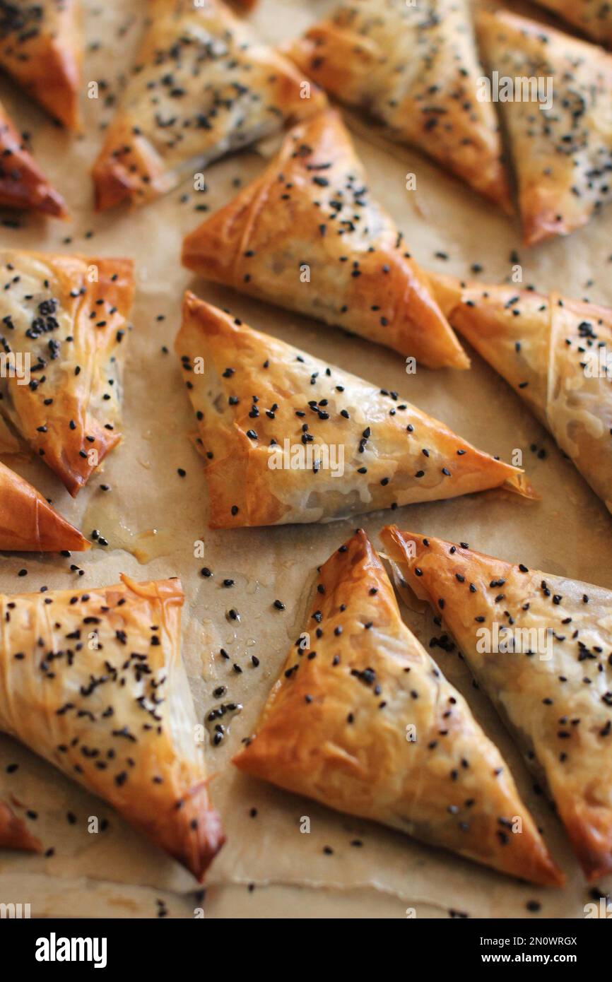 This Oct. 26, 2015 photo shows cremini mushroom and walnut samosas in ...