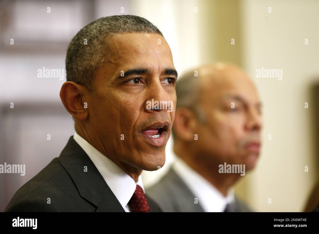 President Barack Obama, accompanied by Homeland Security Secretary Jeh ...