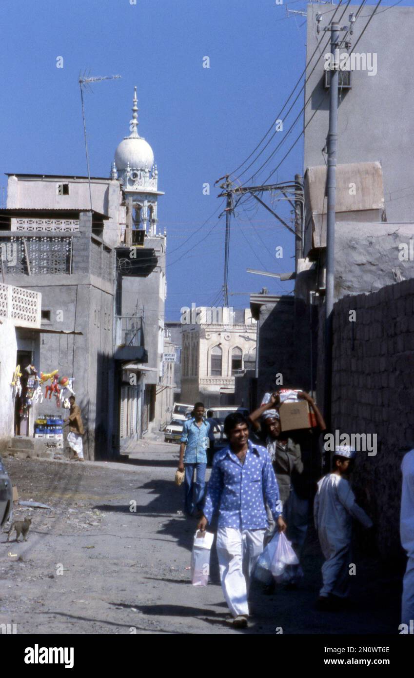 Modern day TV aerials contrast with mosque in Muscat, Oman in 1980 ...