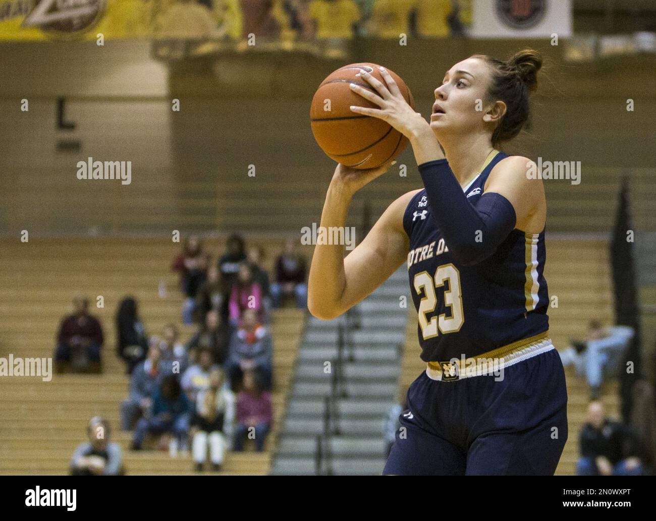 Notre Dame’s Michaela Mabrey (23) shoots in the first half of an NCAA ...