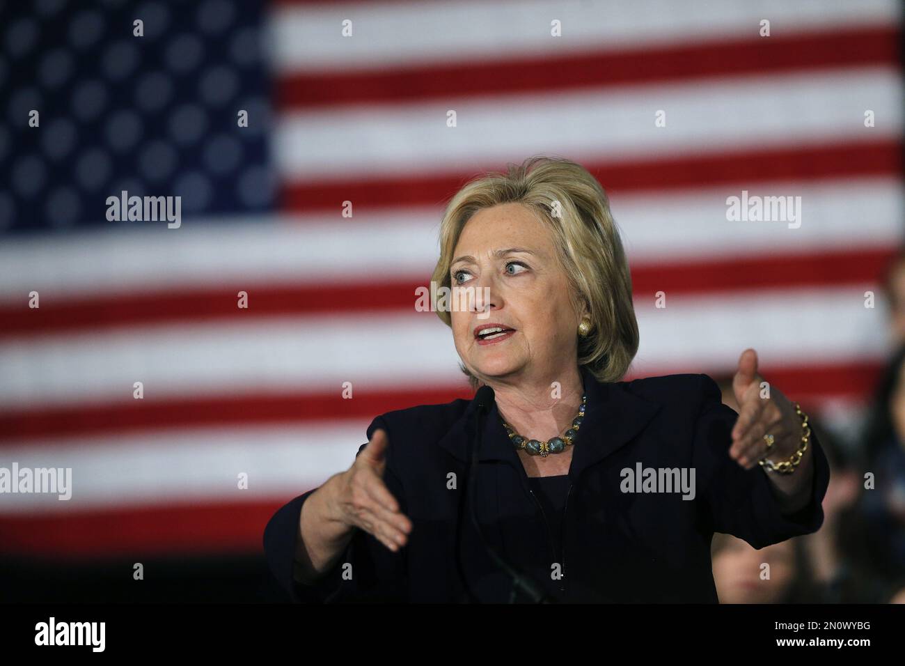 Democratic presidential candidate Hillary Rodham Clinton speaks to ...