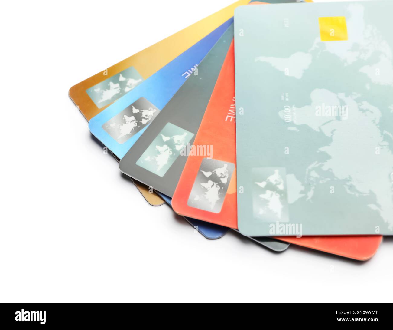 Different credit cards on white background, closeup Stock Photo - Alamy