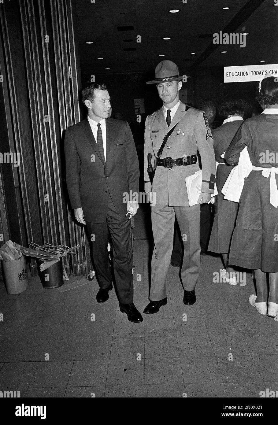 Gov. Carl E. Sanders casts an eye at the new Georgia State Patrol ...