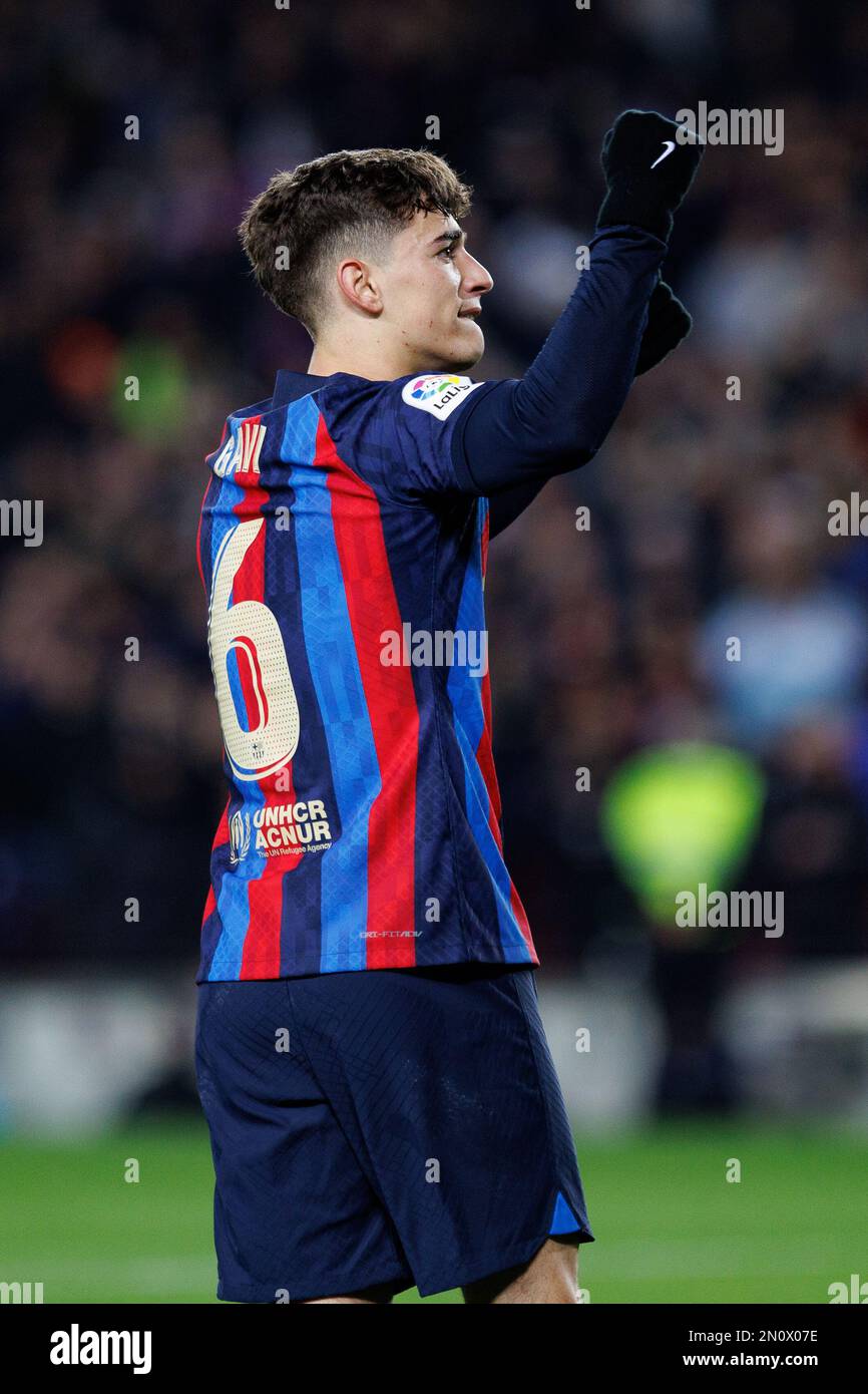 Barcelona, Spain. 5th Feb, 2023. Gavi celebrates after scoring a goal ...