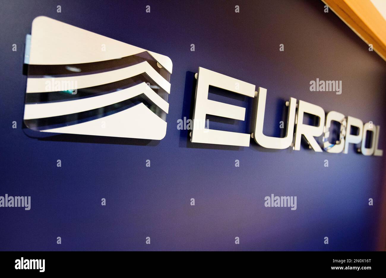 The Europol Logo in the Europol headquarters in The Hague, Netherlands ...