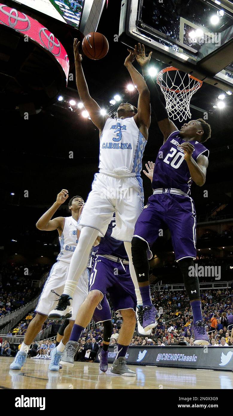 North Carolina's Kennedy Meeks (3) and Northwestern's Scottie Lindsey ...
