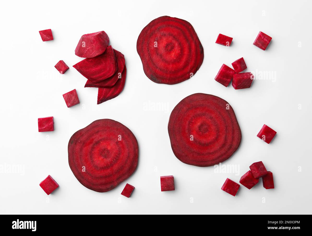 Cut fresh beet on light background, flat lay Stock Photo - Alamy