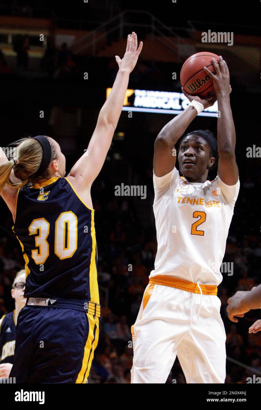 Tennessee forward Jasmine Jones (2) shoots over Chattanooga forward ...