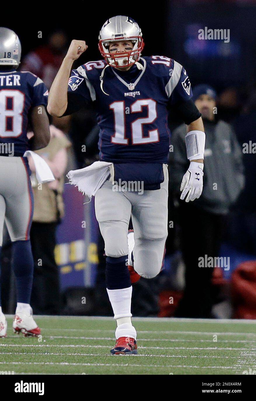 New England Patriots quarterback Tom Brady gets pumped up before an NFL ...