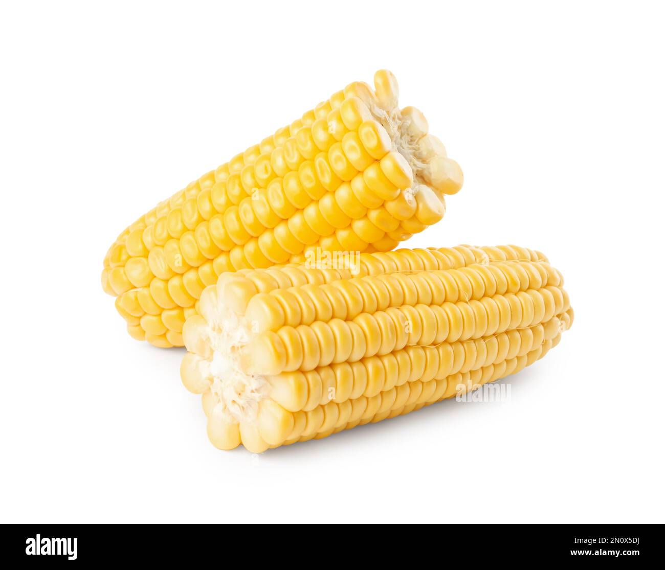 Pieces of ripe raw corn cob on white background Stock Photo - Alamy
